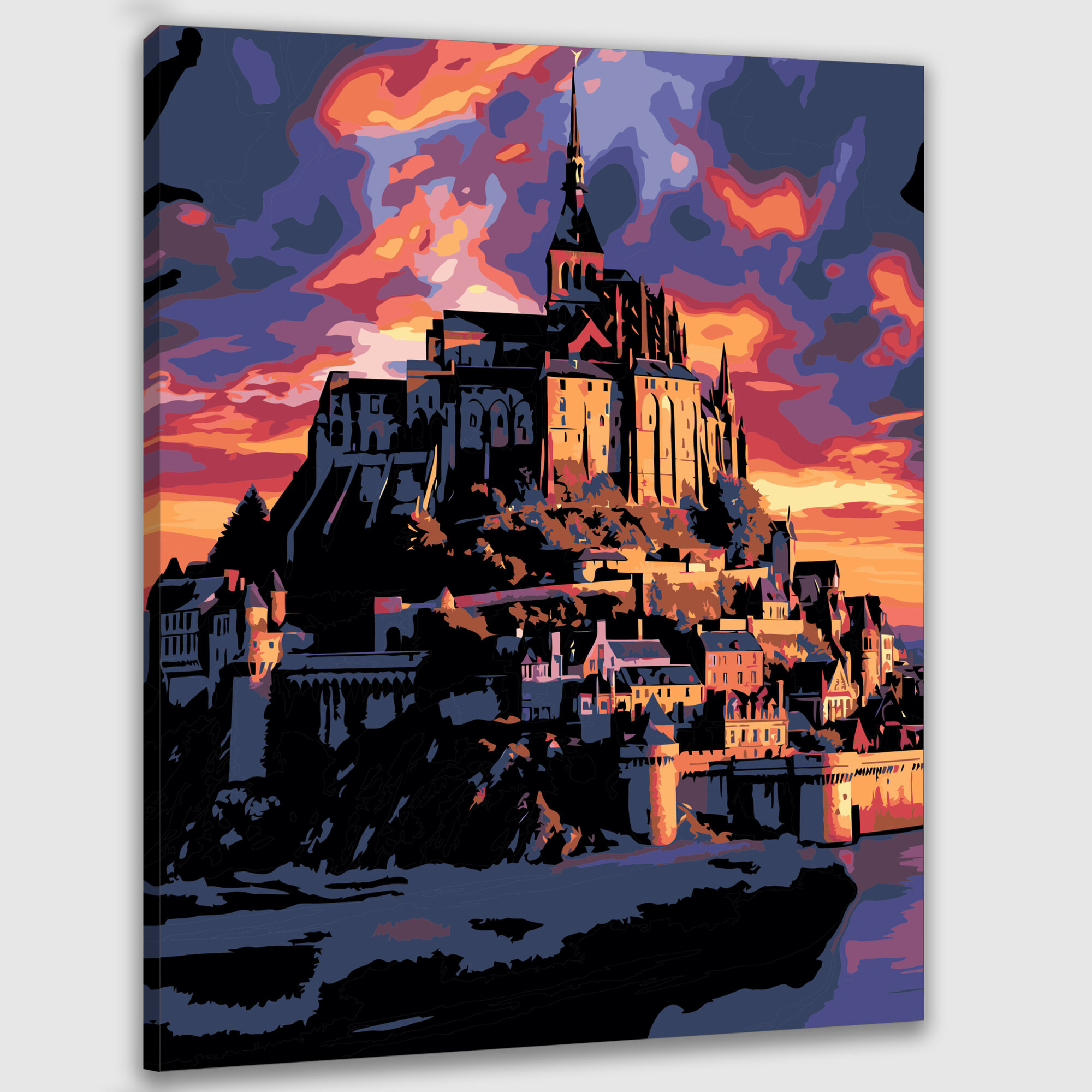 Картина по номерам 40x50 см, картина, фотография, забытый замок, голубой час, силуэт, синее небо, замысловатые детали