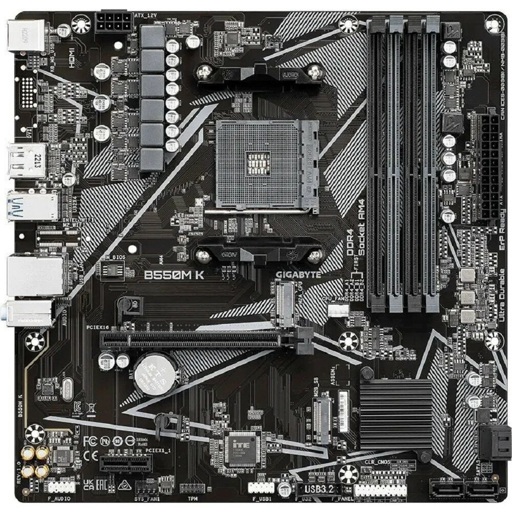 GigaByte Материнская плата B550M K Socket AM4 4хDDR IV 2хM.2