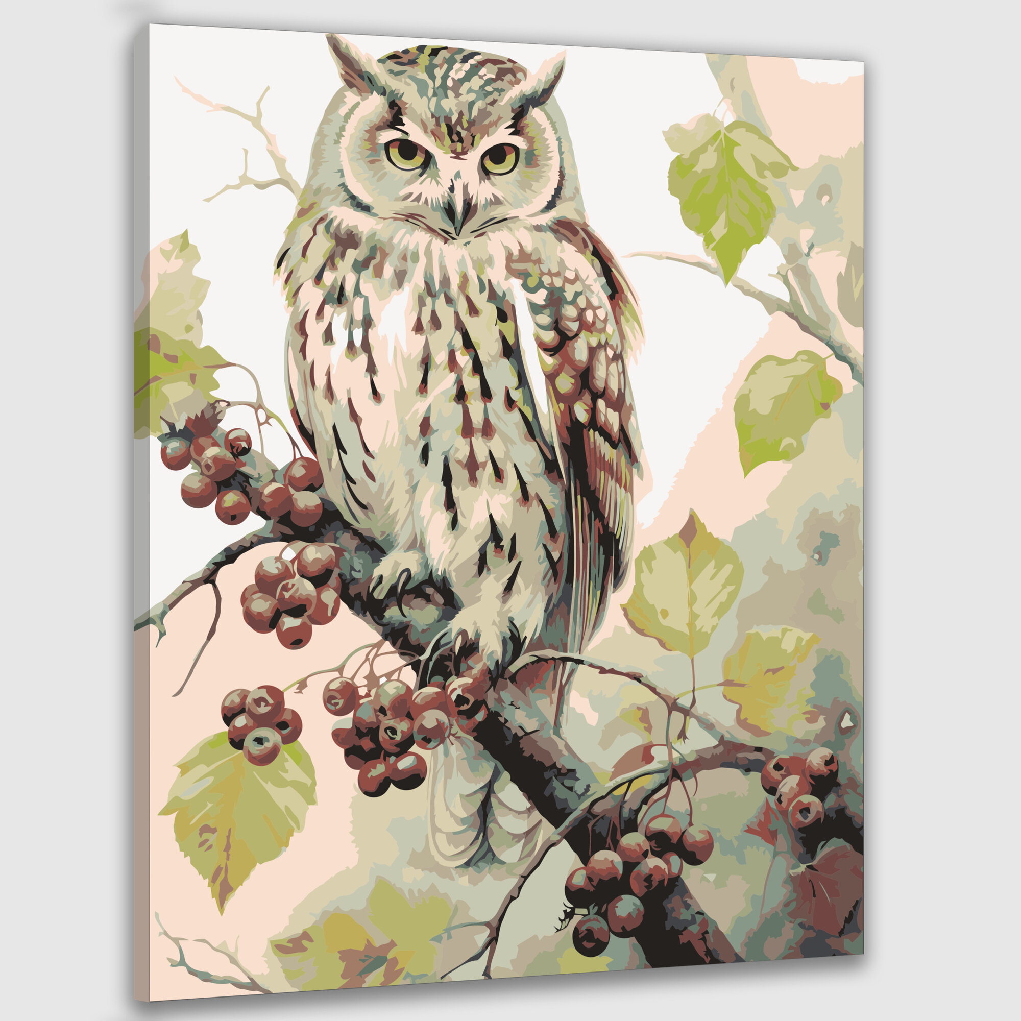 Картина по номерам 40x50 см, акварель, картина, сова, старая, мудрая, ветка, глаза, богатство знаний, мазки кисти