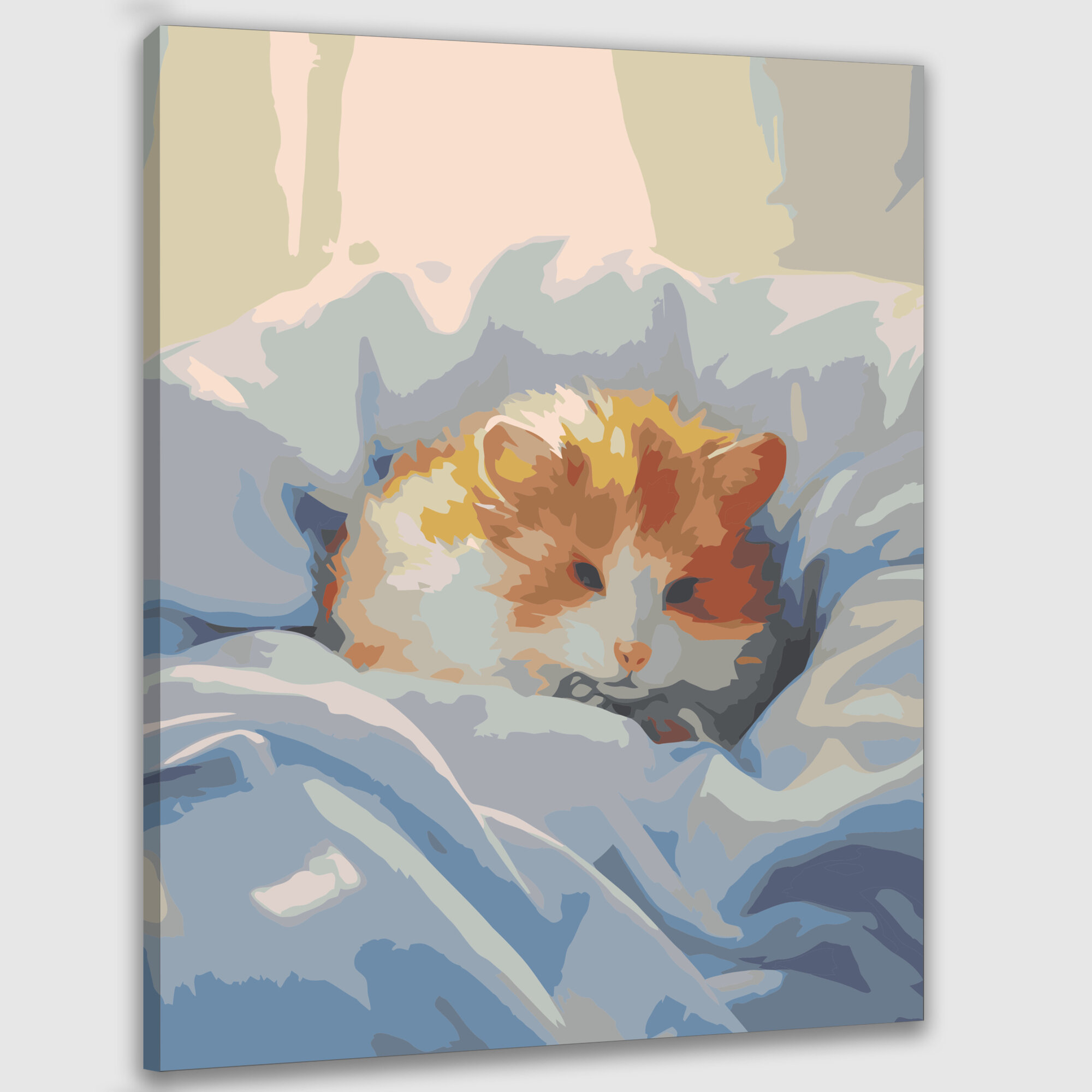 Картина по номерам 40x50 см, акриловая картина, хомячок, подстилка, сон, солнечный свет, окно, мех, безмятежность