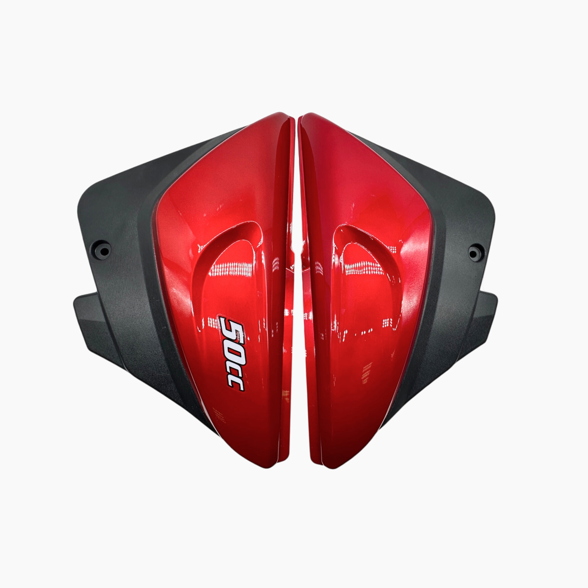 Крышки боковые на мопед Альфа Bandit, Пегас (черные с красным, комплект)