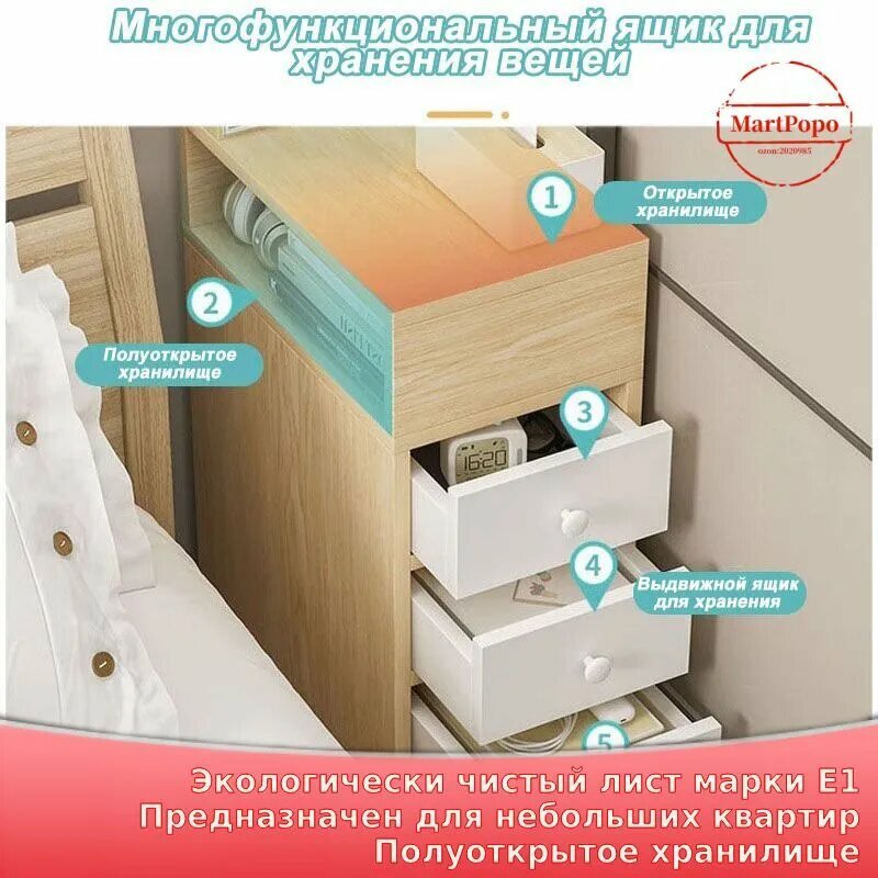 Тумба прикроватная, 3 ящ, 25х30х66 см