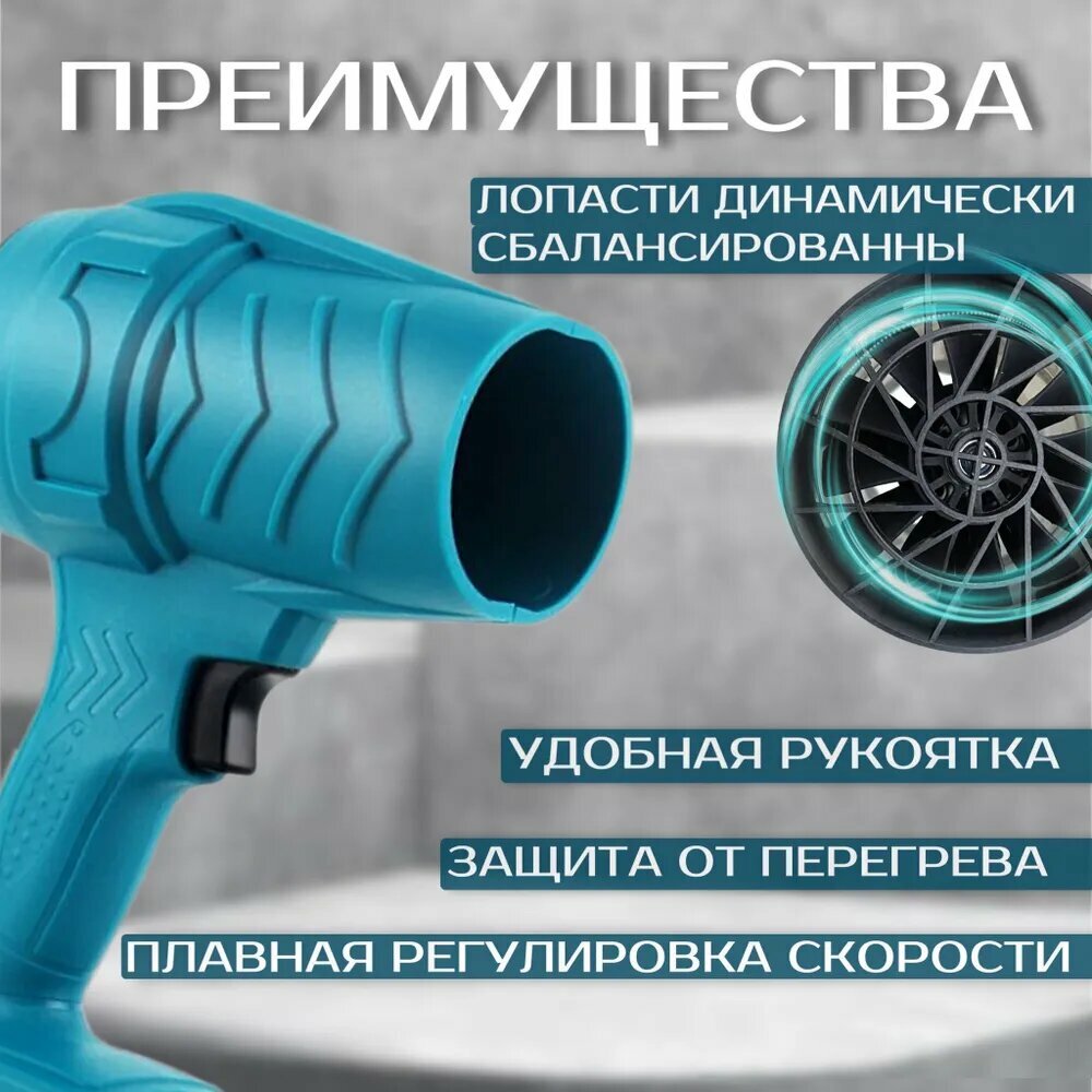 Воздуходувка Bernez R015, 1000 Вт, аккумуляторная, в чемодане, синяя — фото 1