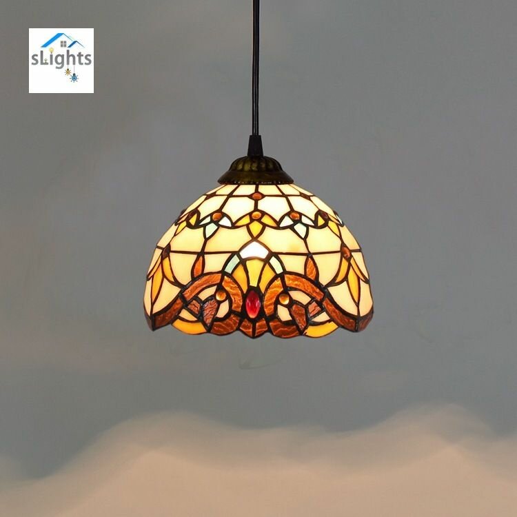 Светильник подвесной-sLights Тиффани легкая роскошная витражная люстра в стиле барокко-20CM