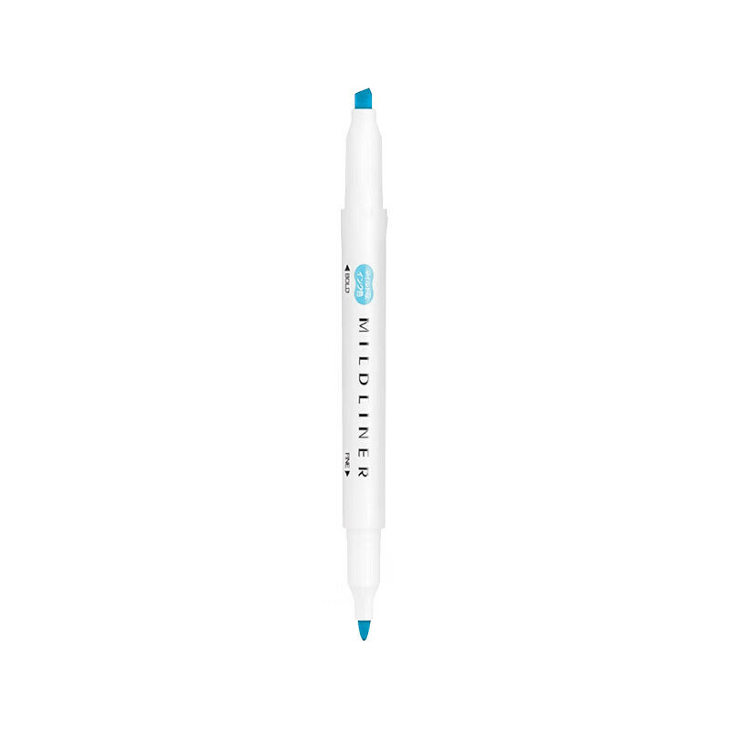 ZEBRA Double-Ended Soft Highlighter, Mildliner Series Single Color Marking Pen, Student Marker, WKT7, Soft Blue