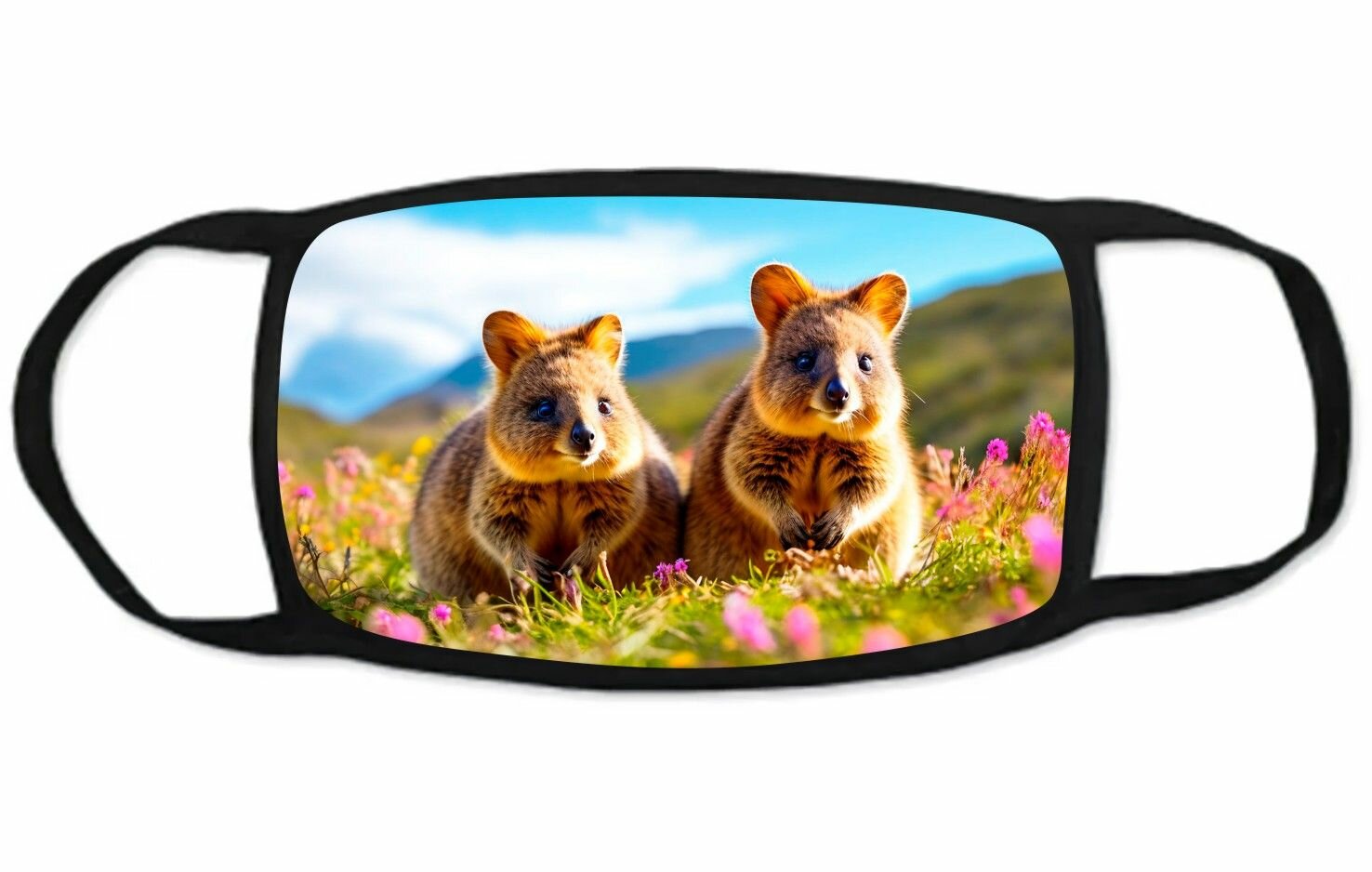 Стильная многоразовая маска GOODbrelok размер 18*10 Квокка, Quokka