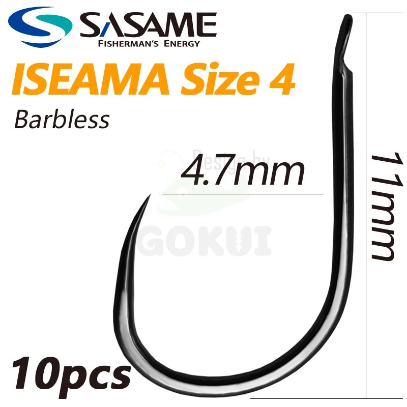 SASAME Рыболовный крючок для карпа Iseama из высокоуглеродистой стали Size 4 10pcs