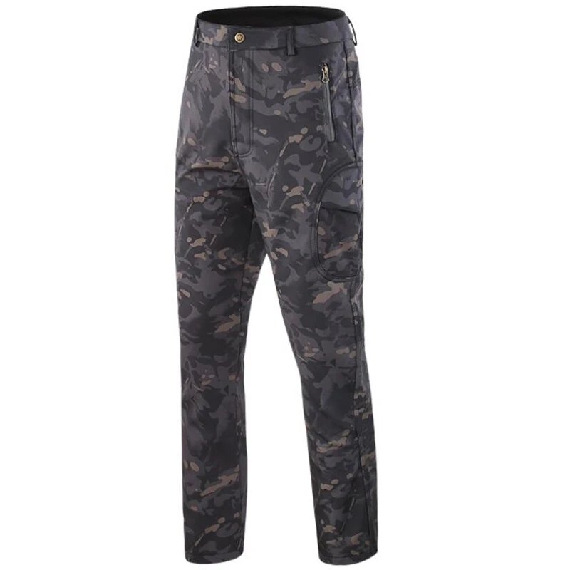 Зимние Походные штаны для кемпинга утепленные флисовые теплые военные тактические брюки Для Треккинга Альпинизма охоты спортивные брюки Asian size S, CP black
