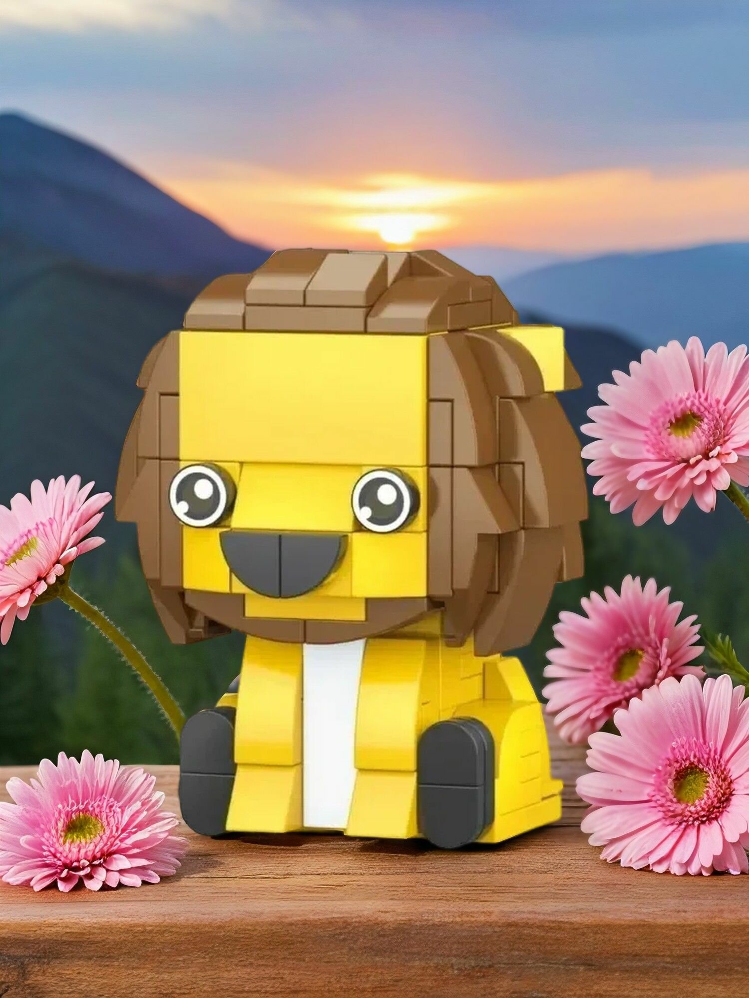 Конструктор блочный PIXI. Лев, животные, мини блоки, 146 детали