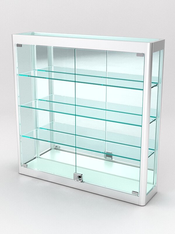 Витрина из профиля настенная "вайб ИКС" №1-3П-З-170 (задняя стенка Зеркало), Белый