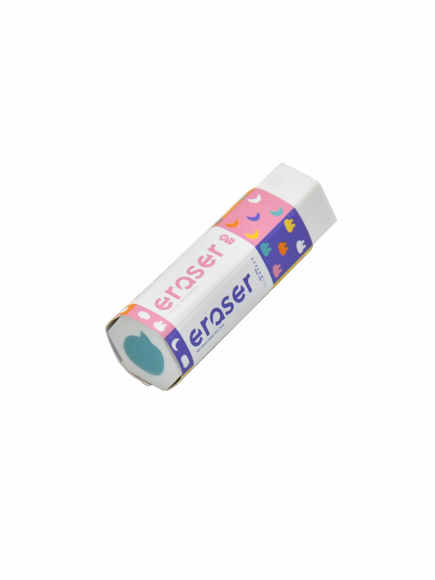 Ластик шестигранный 60х20 мм, белый с сердцевиной, 1 шт, цвет ассорти