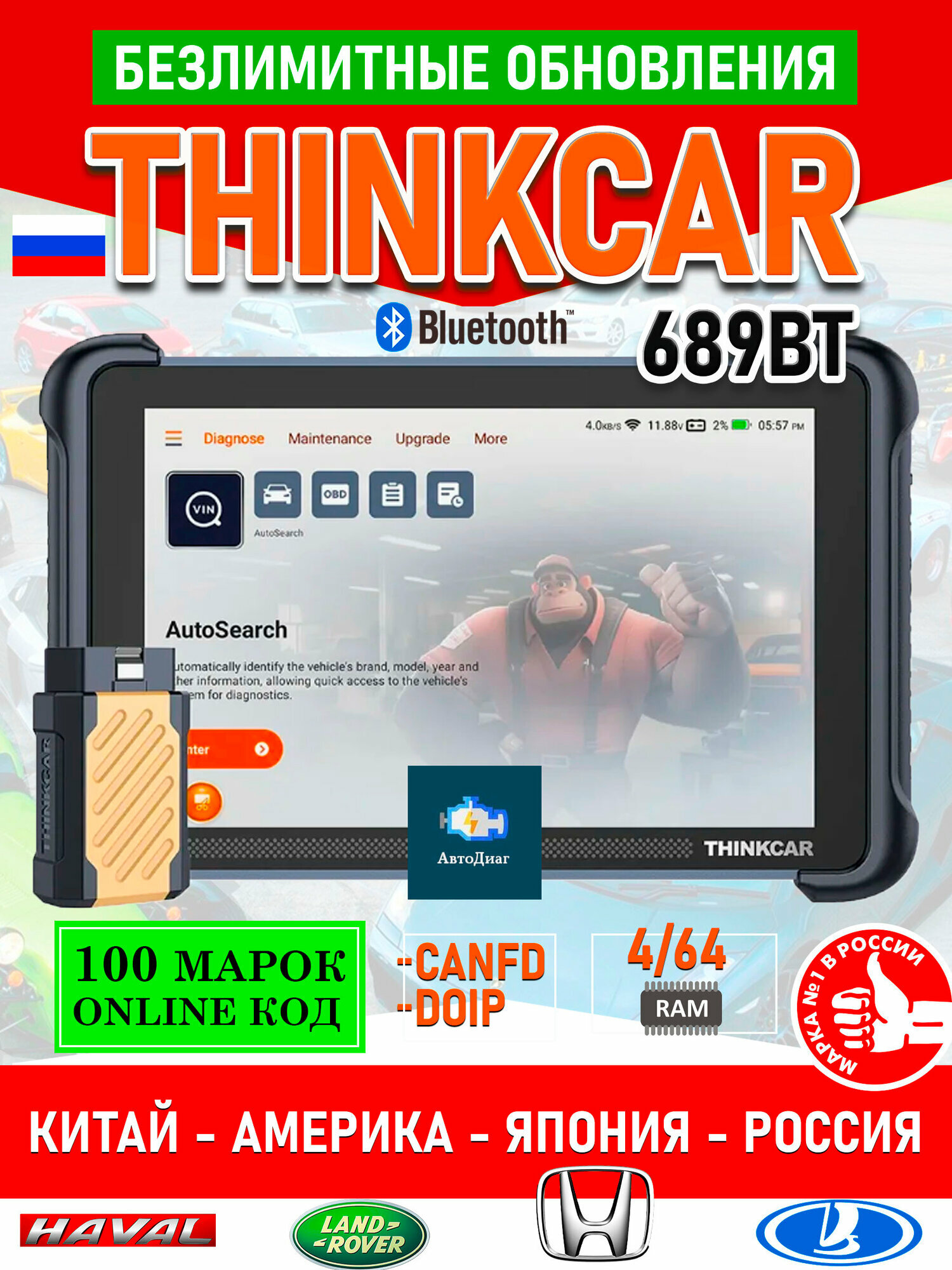 THINKSCAN 689B Мультимарочный автосканер от компании лаунч x431 Безлимитные обновления