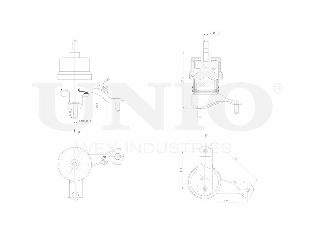 Опора двигателя правая, для Тойота Камри (XV30, XV40) 01-, Хайлендер (XU50) 13-, Лексус RX (AL10) 08-, Toyota Camry Highlander Lexus 08- артикул RMP-15147 производителя UNIO