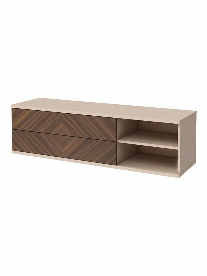 Тумба под телевизор Гармония ТВ с ящиками, 136.4х38.5х38.2 см, Бежевый / Древесный