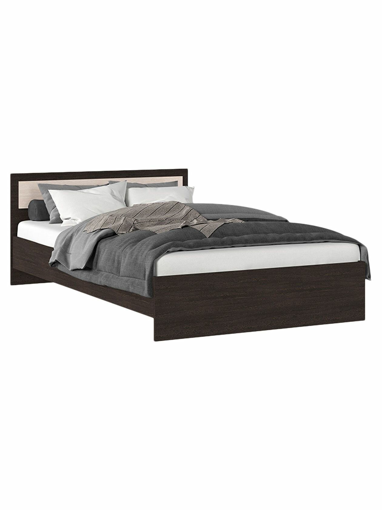 Односпальная кровать Феста 120х200 см, деревянная, с основанием настил, без ящиков, Венге / Дуб Белфор