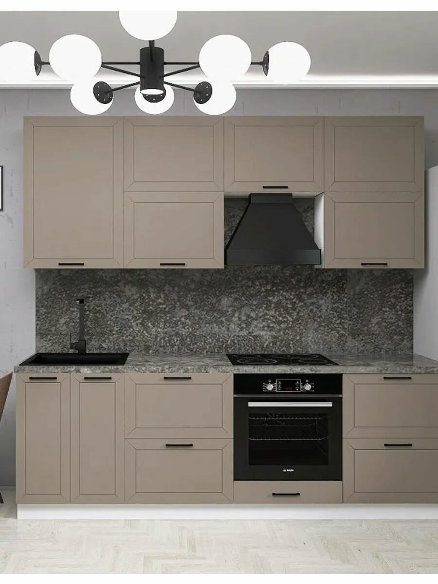 Кухонный гарнитур Сектор 2.4 м, мебель для дома и кухни, Белый / Базальт