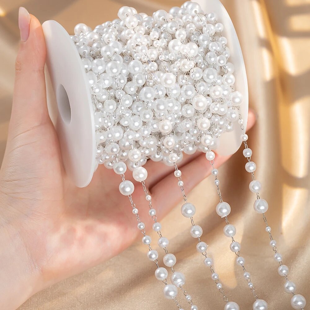 Цепочка из бисера MINGXUAN с искусственным жемчугом 1meter, 4