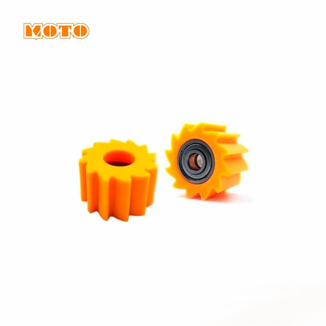 Ролики натяжителя цепи MOTO Racing М10 зубчатые, 10х38, 2шт, желтый.