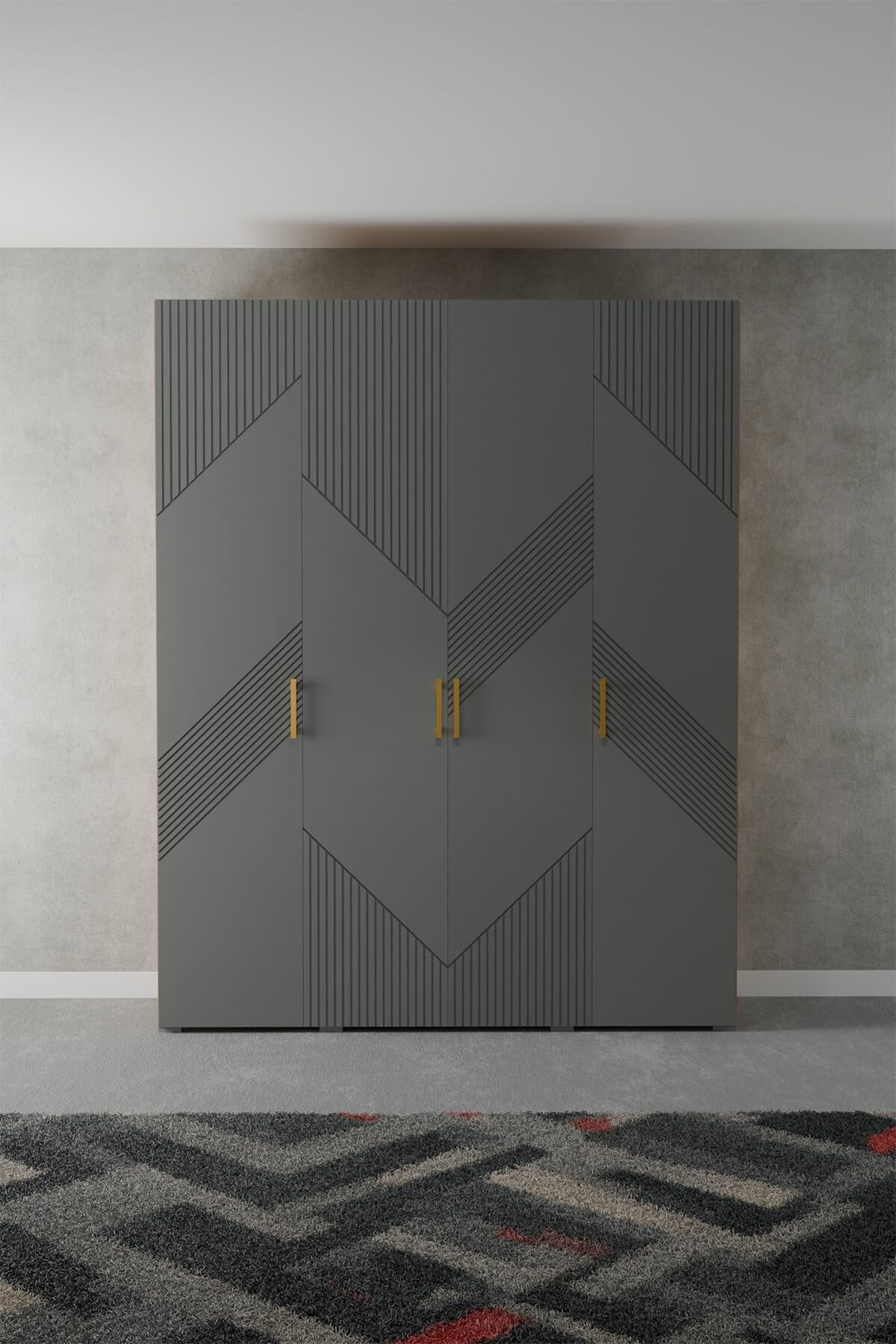 Шкаф распашной для одежды Ирис 180 см; 1800*520*2236 мм; дуб крафт золотой/графит