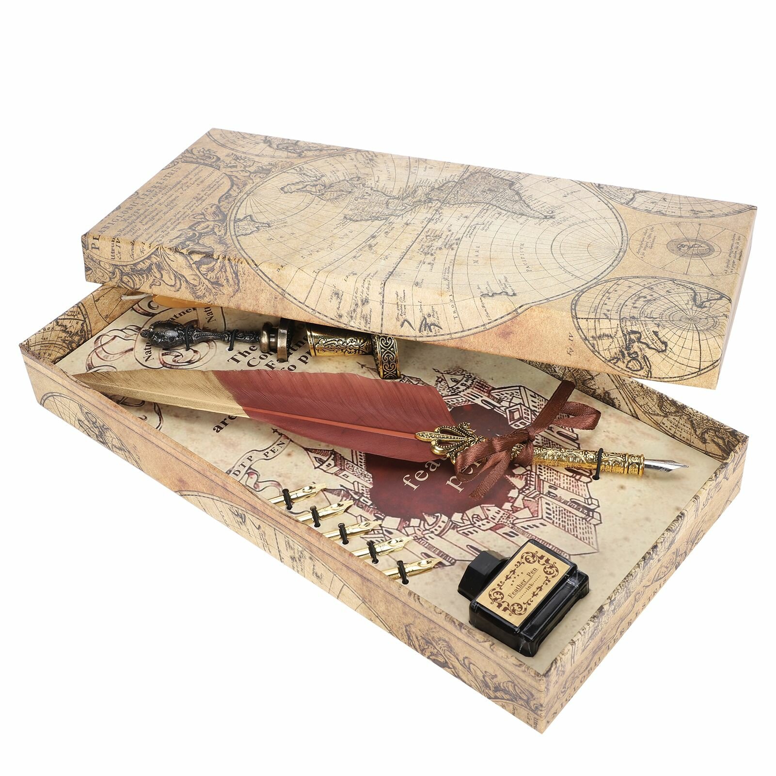 Набор гусиных ручек, перо для письма, рисования, перо для студентов, учителя, антикварная каллиграфия, винтажный подарок, кофе