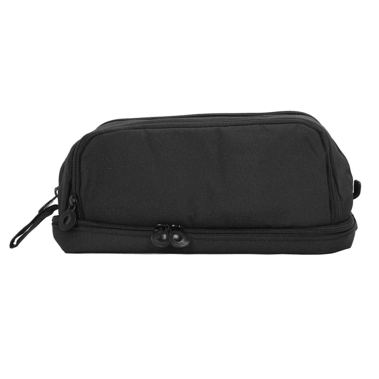 Вместительный пенал с двумя отверстиями, прочный холщовый пенал, портативный многофункциональный пенал для школьной библиотеки, черный