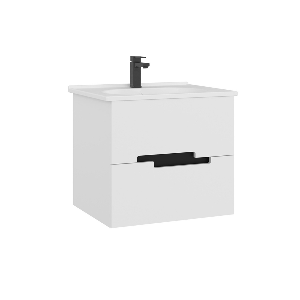 Тумба с раковиной ORKA Lodi 65 белый, черный 5005882