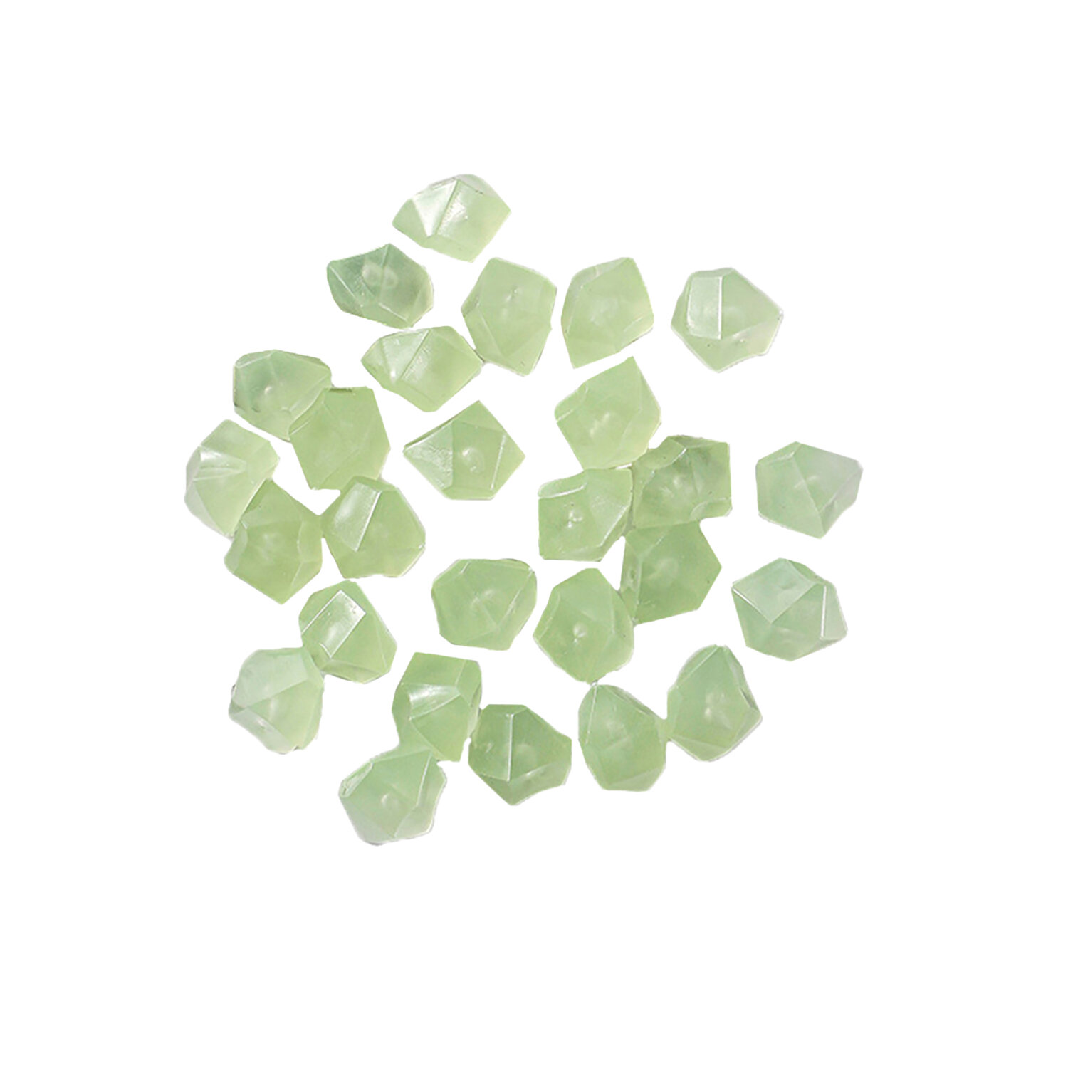 100pcs Камни свечение в темноте Камни свечение Ромбовидные Флуоресцентные Камни Декор для Аквариума Водяной ландшафт Уличный двор Ландшафт Сад Путь Износостойкие Резиновые Камни Смешанные Цвета Тёмно-синий Белый Тёмно-зелёный Фиолетовый Розовый