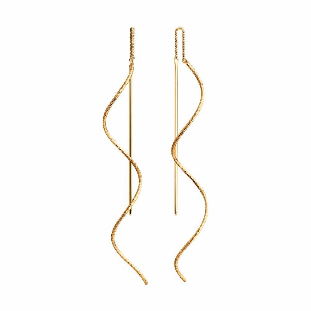 Серьги, серебро, 925 проба, золочение