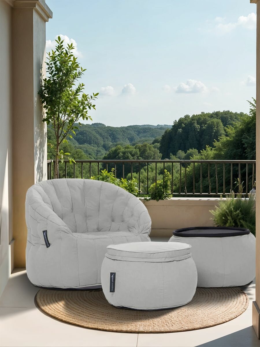 Кресло со столиком для дачи Contempo Package - Maldives Grey (олефин, серый) - садовая мягкая мебель для отдыха и релакса