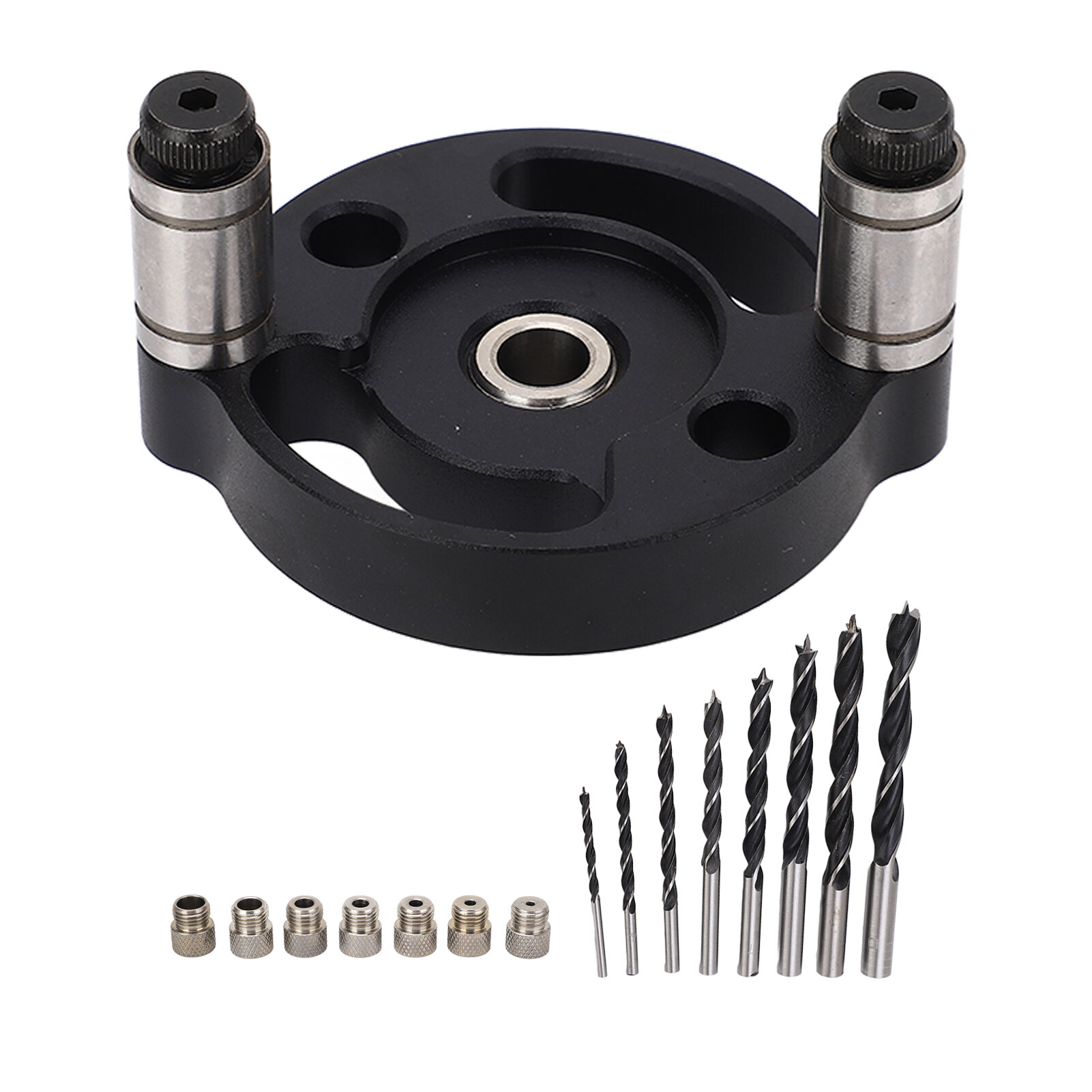 Набор для центровки пробойника круглых отверстий, самоцентрирующееся приспособление для деревообработки с направляющими втулками, черный