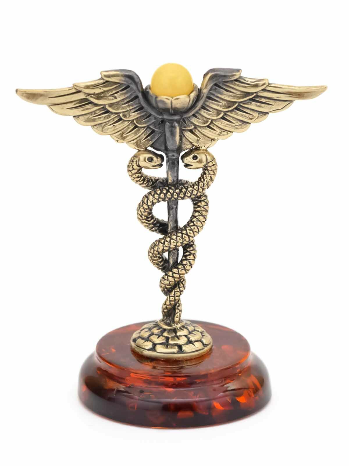 Сувенирная фигурка - Кадуцей, Балтийский Янтарь, 6 см