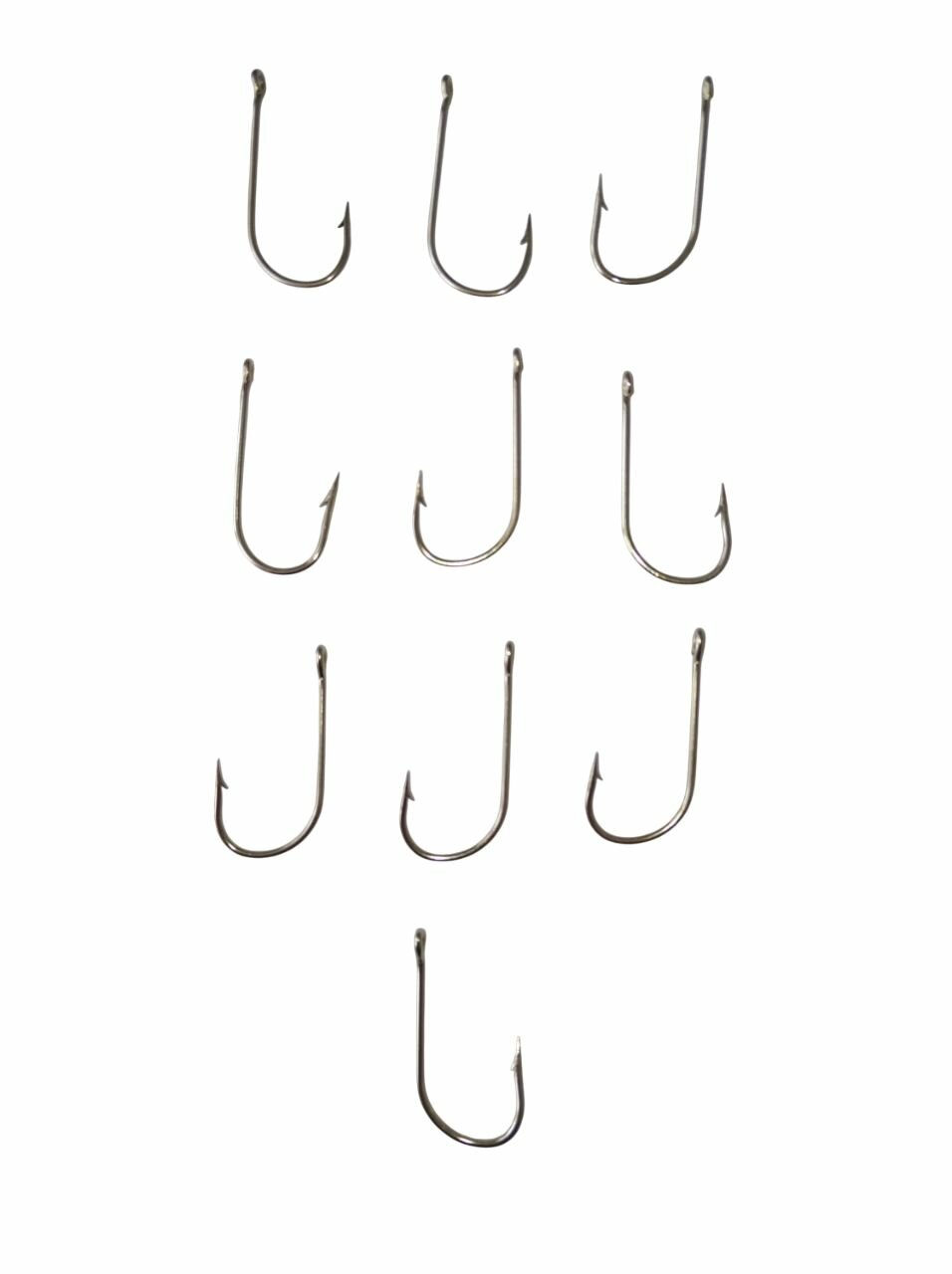 Крючки рыболовные никелированные 10х10х25-0,9 (кольцо) - 10 крючков