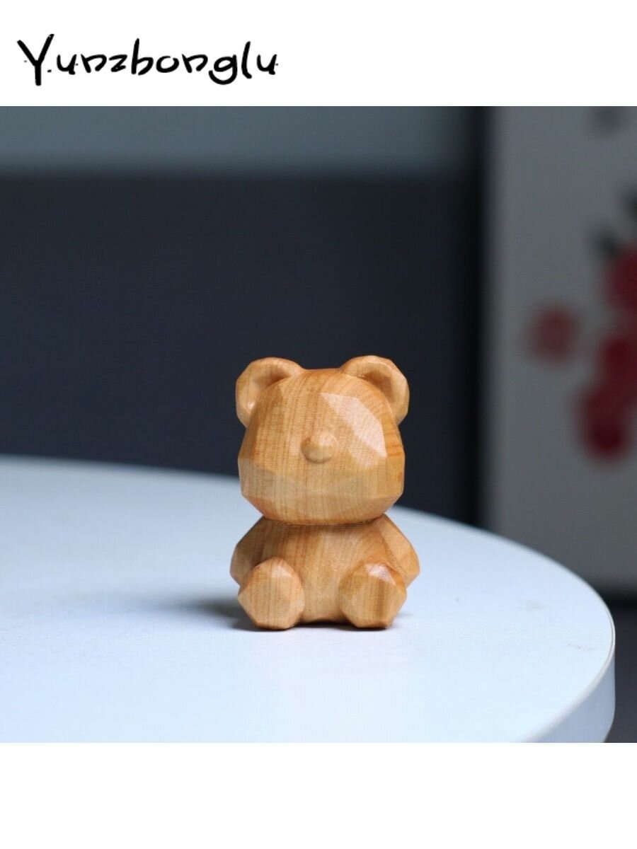 Yunzhonglu Статуэтка медвежонка, Натуральная древесина, Туя восточная, Резьба по дереву