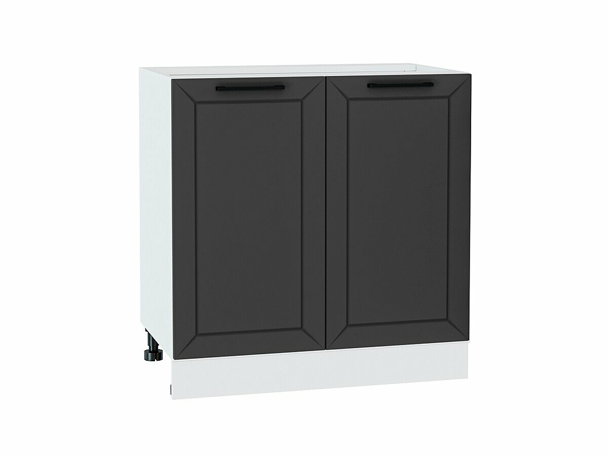 Шкаф нижний с 2-мя дверцами Глетчер, цвет фасада Маренго Силк, цвет каркаса Белый, 816*800*478 мм