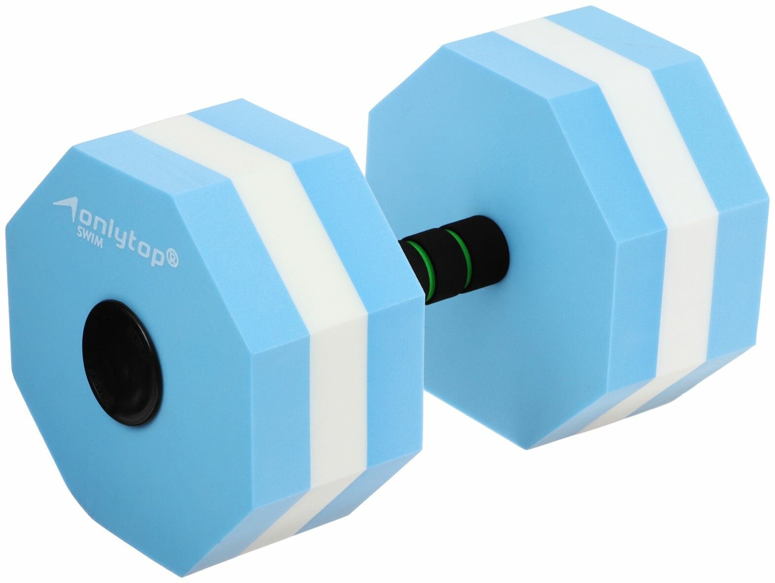 Гантель для аквааэробики, гексагональная для занятий в бассейне и плавания, размер 27 х 16 х 16 см, вес 160 г, сопротивление 70 кг, цвет голубой