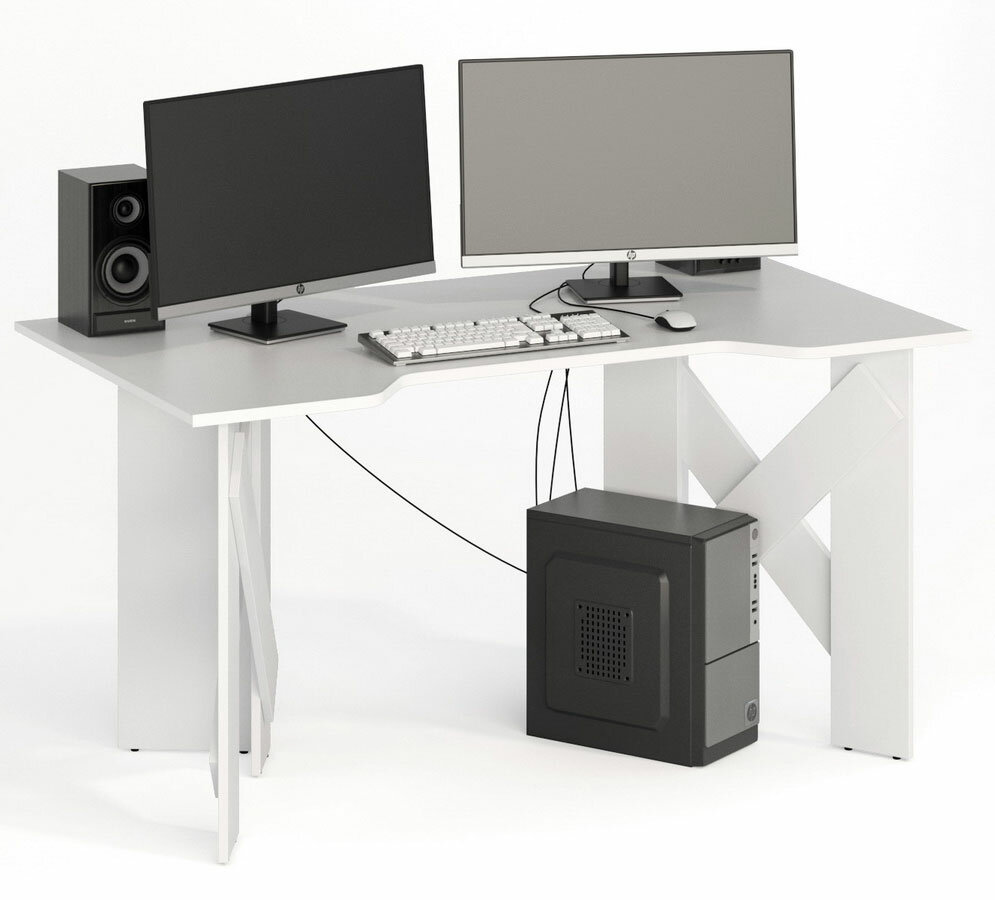 Стол компьютерный игровой геймерский для ПК №10 (цвет: белый)