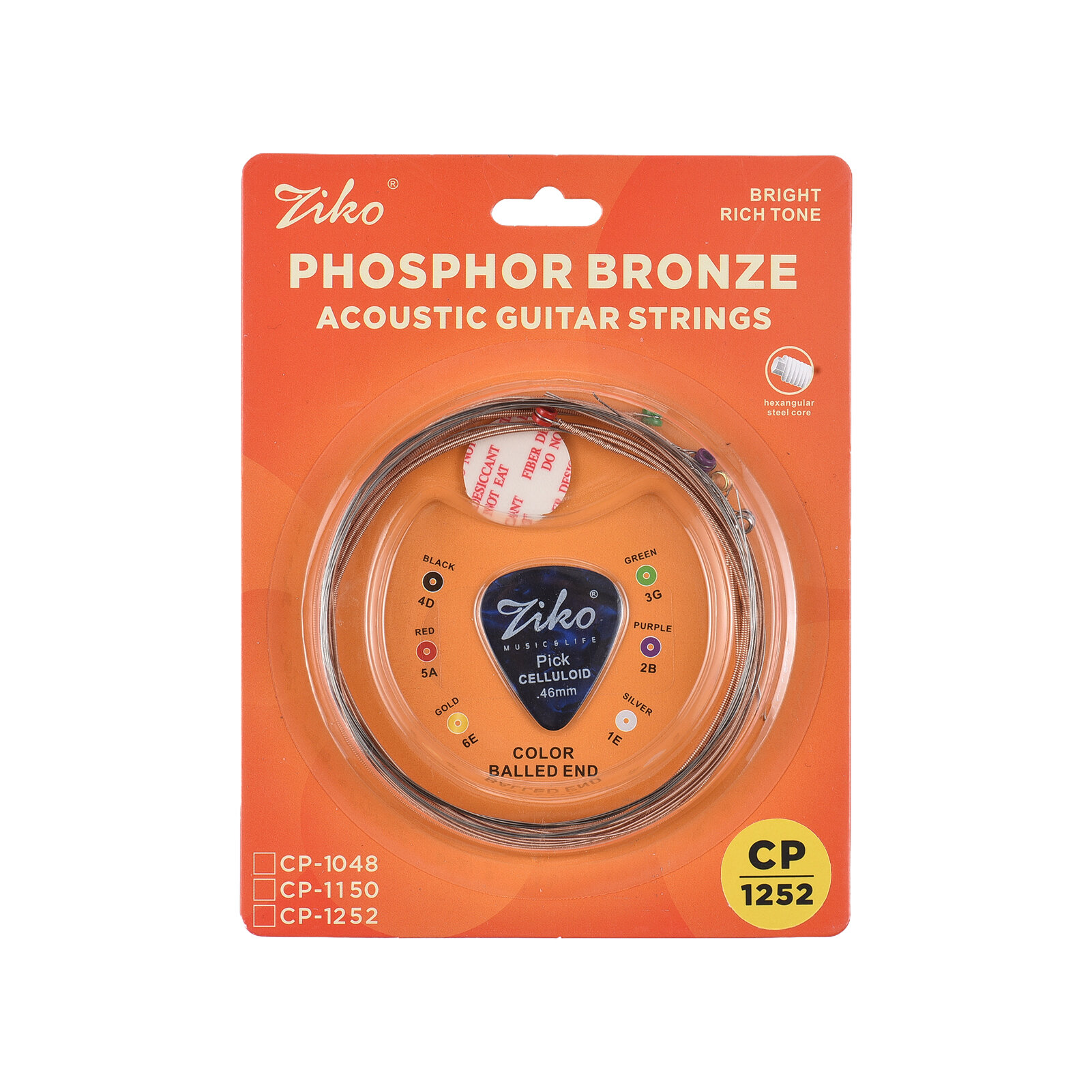 Ziko 1 набор из 6 струн для акустической гитары, сменные струны для акустической гитары, набор аксессуаров для акустической гитары для начинающих гитаристов исполнителей, детали музыкальных инструментов