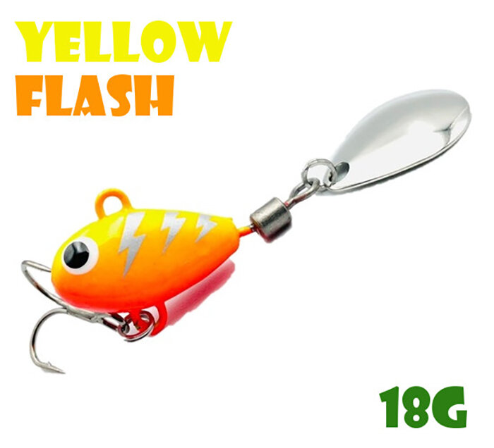 Блесна Тейл-Спиннер для рыбалки Uf-Studio Hurricane 18g #Yellow Flash