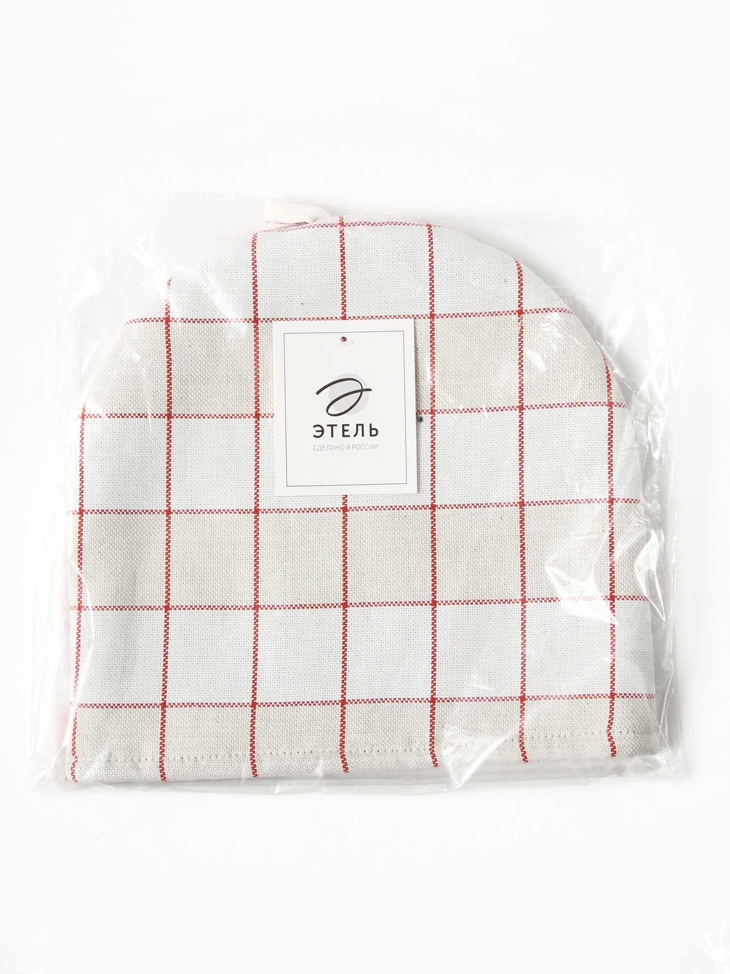 Грелка на чайник в клетку Этель "Bright cage" 28х28см, 100% хлопок, белый, рогожка 186 г/м2