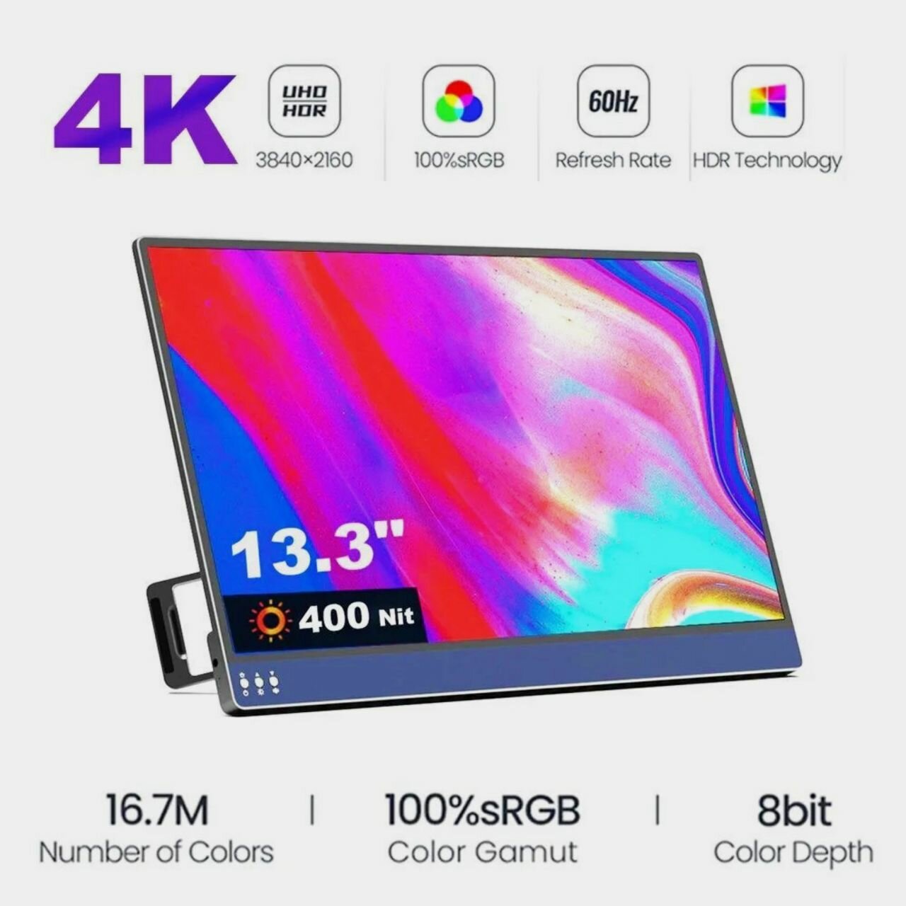 13,3" Портативный монитор 133UCJ Xian Wei 4K 3840х2160, 60 Гц, IPS