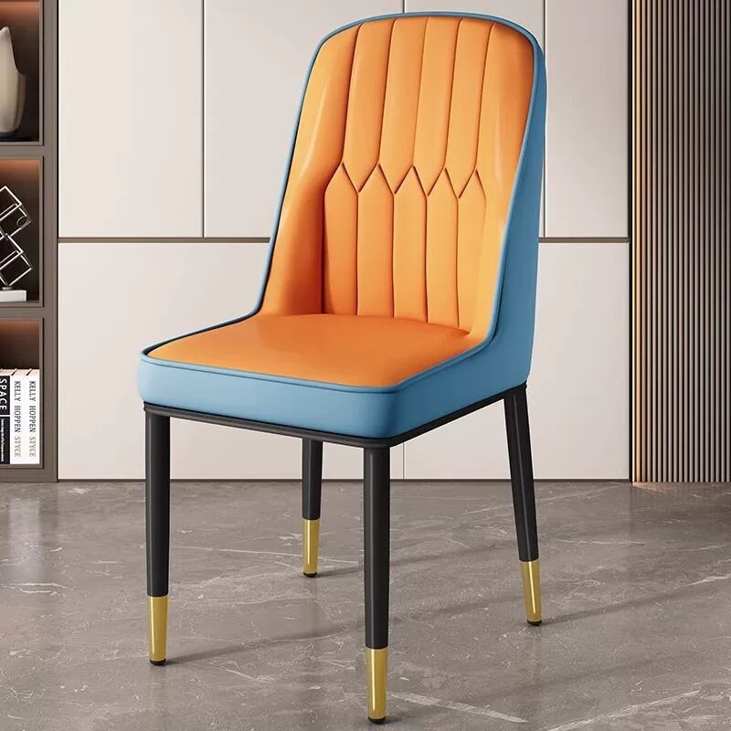 Стул, нубуковая обивка, металл, полукруглый, мягкий, универсальный, 45 см, оранжевый