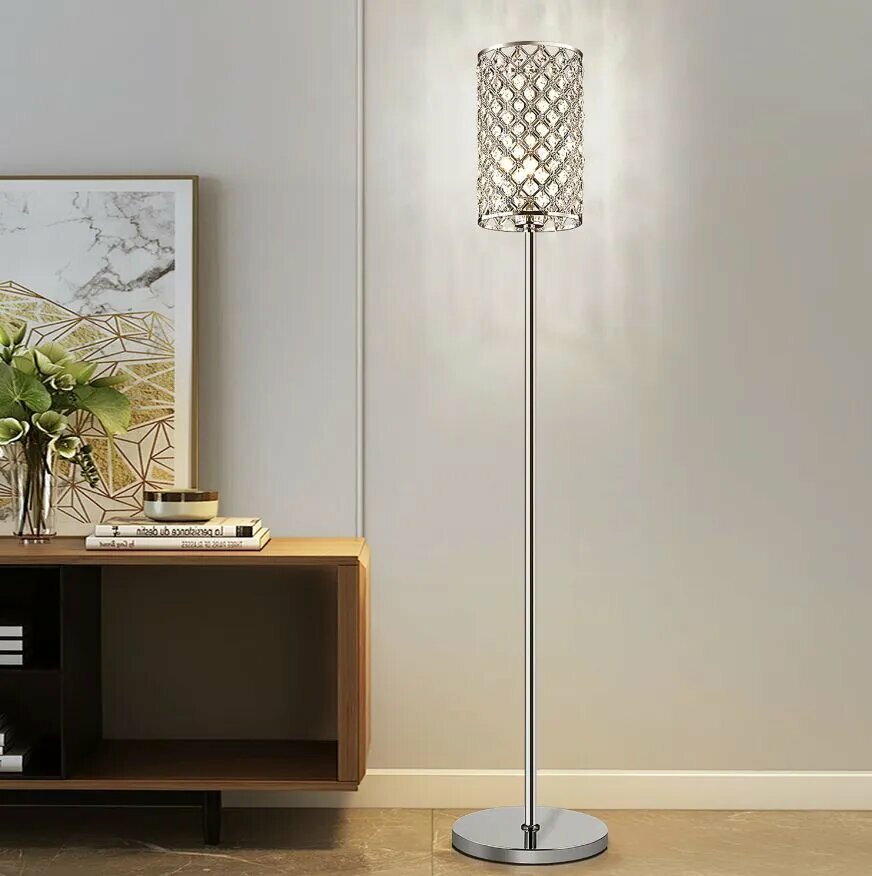Современный хрустальный напольный светильник, E27, серебристый,