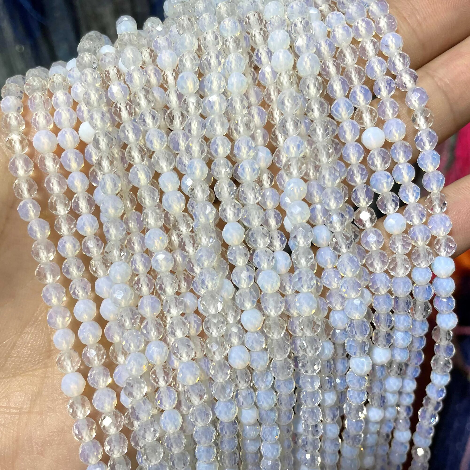 Бусины из нефрита, агата, амазонита, кварца 2-4 мм SYSRXLR Белый, 3mm 120pcs beads, Opal