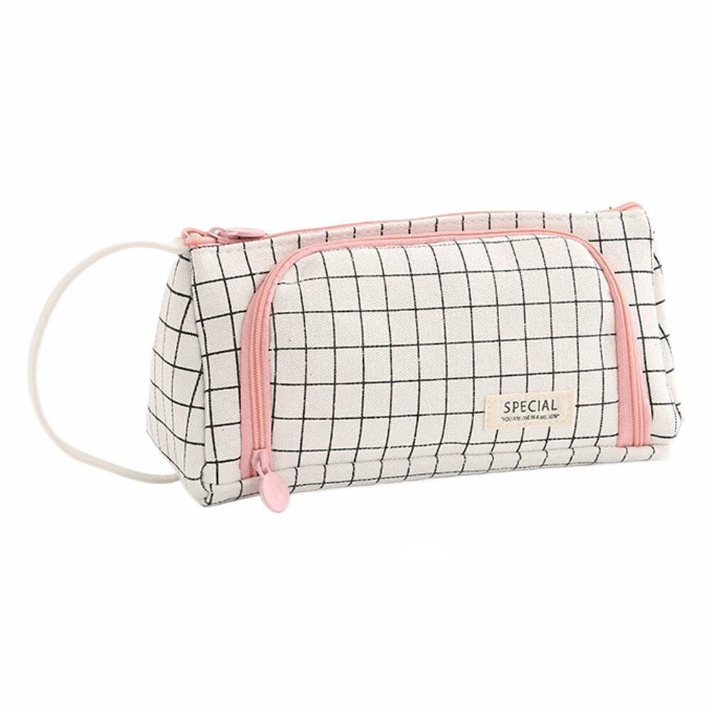 Пенал школьный для девочек подростков Magic Box белый в клетку