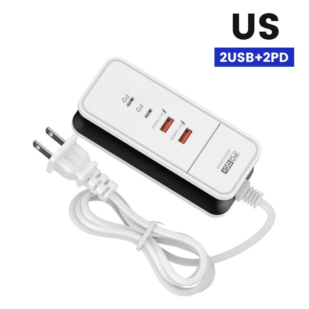 Адаптер Elough US 2USB+2PD, быстрая зарядка