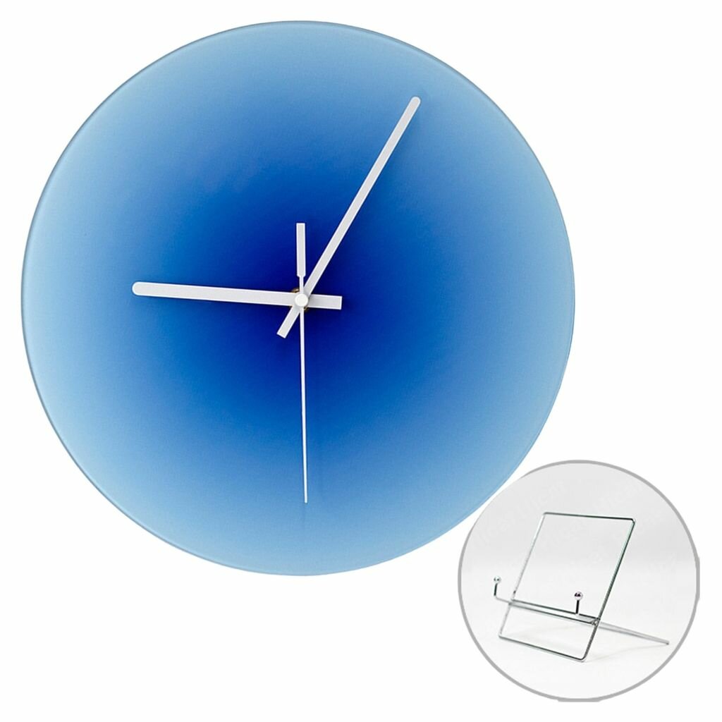 Колокол,12-дюймовые креативные декоративные часы 'Солнечный закат' из стекла с подставкой - LIN20148A синяя подставка