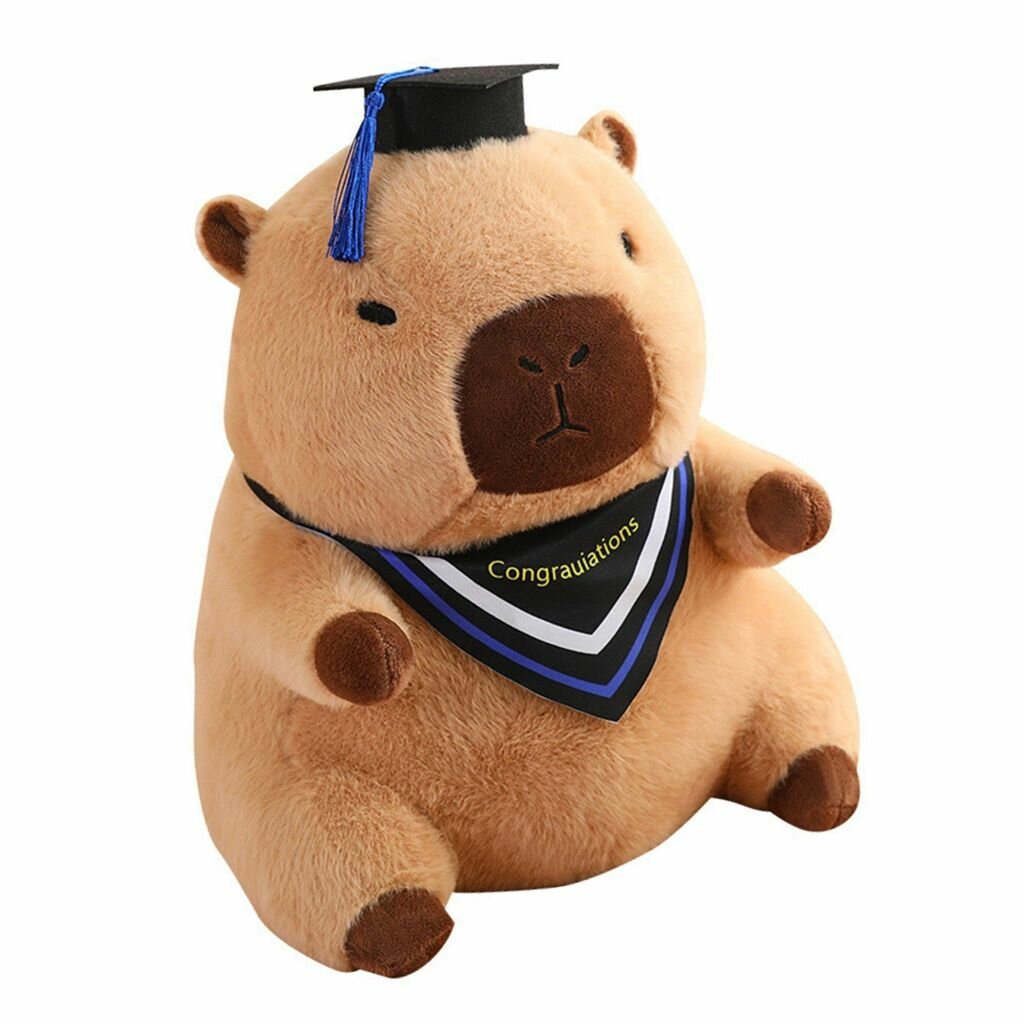 Плю шевая игру шка, Плюшевая игрушка капибары доктор с дипломом - 35 см, голубая