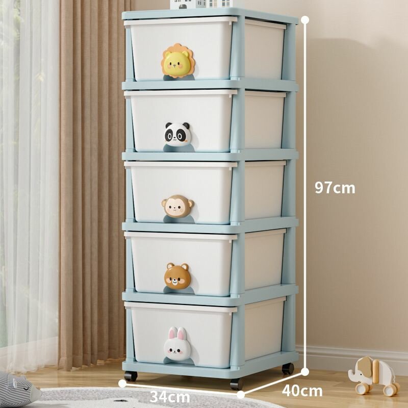 Комод для игрушек ", выдвижной, экологичный, 5 ящик, синий,34*40*97cm