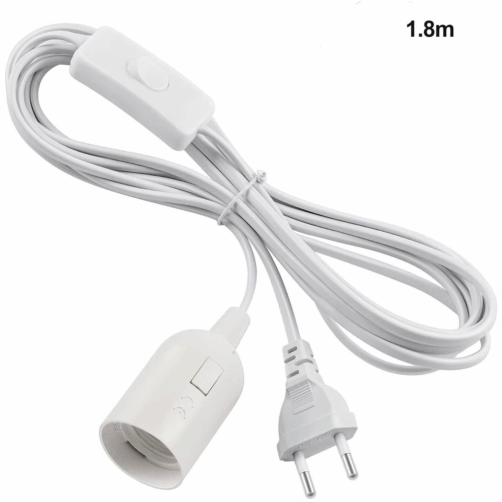 Патрон E27 с проводом и выключателем 1.8м