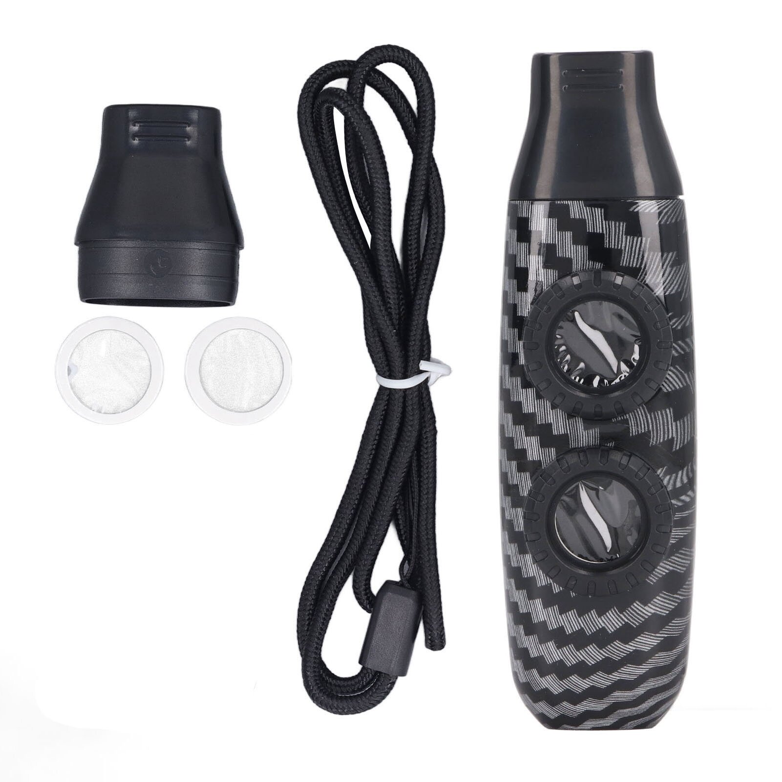 Казу-флейта с двумя отверстиями, регулируемый музыкальный духовой инструмент с диафрагмой для игры и исполнения, с полосатым рисунком.